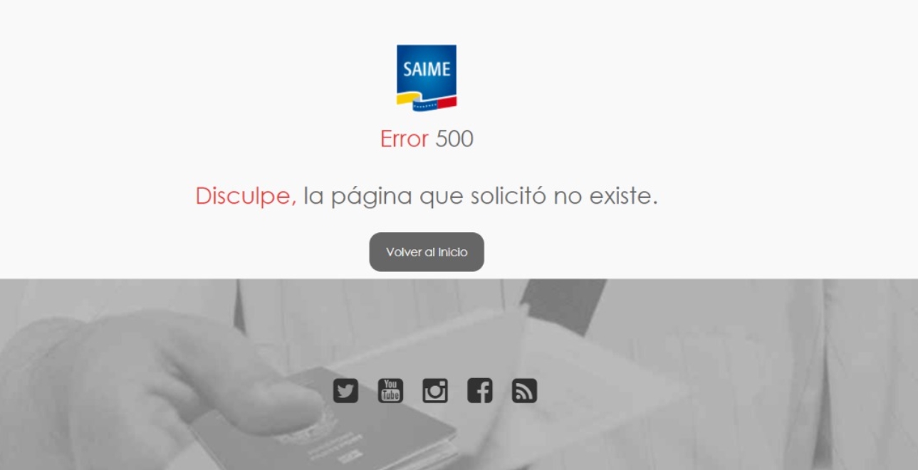 Página del Saime continúa con fallas este #15Jul