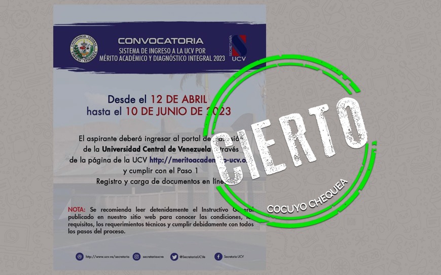 ¿La UCV comenzó proceso de convocatoria de ingreso por mérito académico ...