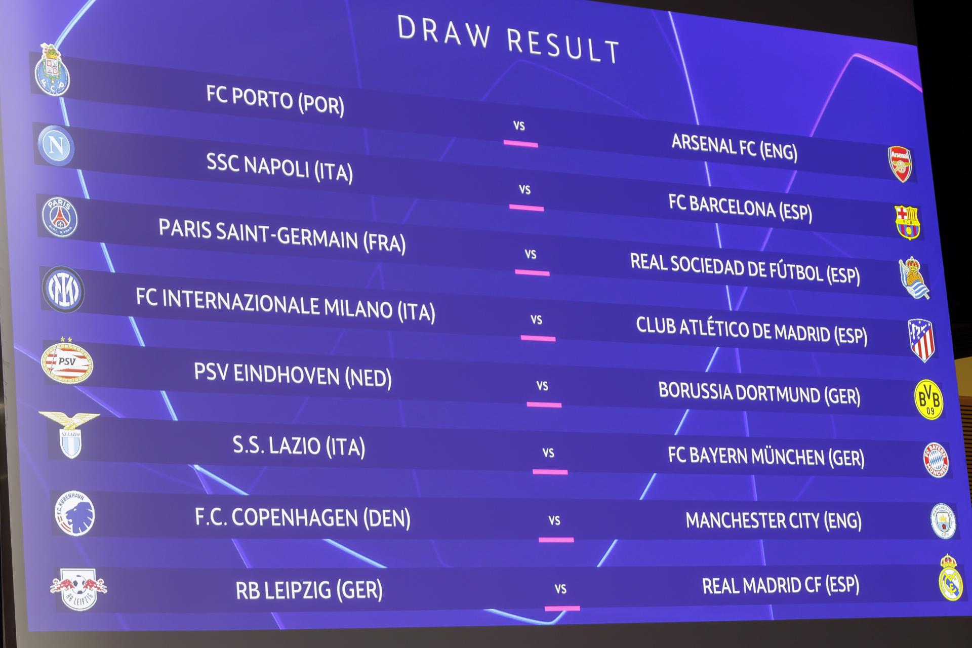 Así quedaron los cruces de octavos de final de la Liga de Campeones